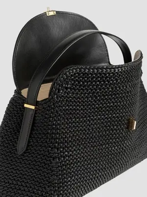 TOTEME T-lock Woven-leather Top Handle Bag