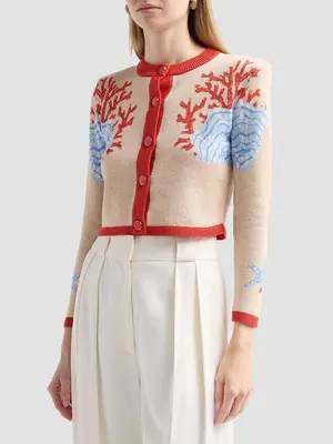 Retrofete Aralyn Coral Seashell Knit Cardigan