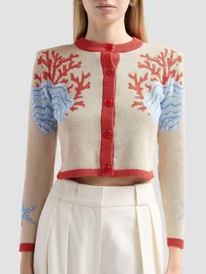 Retrofete Aralyn Coral Seashell Knit Cardigan