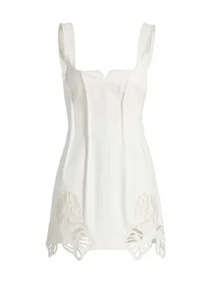 Acler Leven Embroidered Pleated Cotton Minidress - Ivory