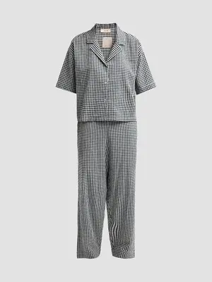 PAPINELLE Gingham Seersucker Cotton-blend Pajamas - Deep Navy