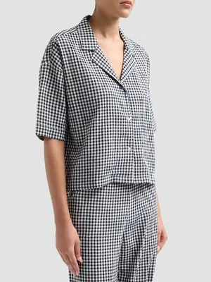 PAPINELLE Gingham Seersucker Cotton-blend Pajamas