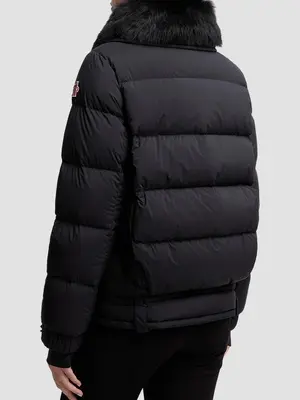 Moncler Arabbas Ski Jacket With Shearling Trim - Black