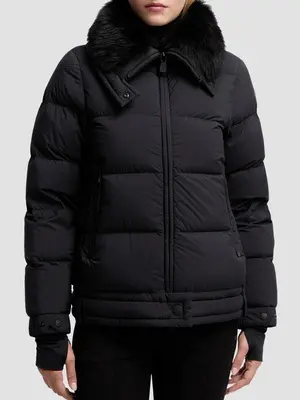 Moncler Arabbas Ski Jacket With Shearling Trim - Black