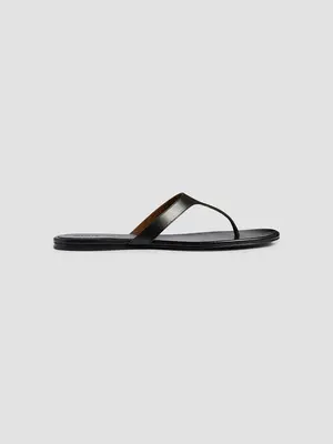 Khaite Archer Leather Thong Sandals - Black