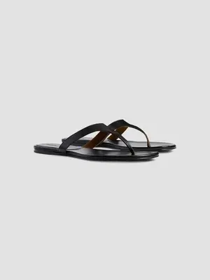 Khaite Archer Leather Thong Sandals - Black