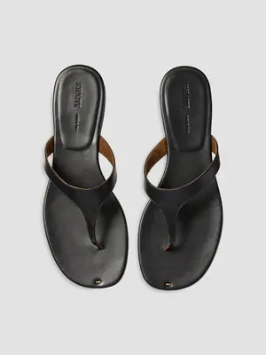 Khaite Archer Leather Thong Sandals - Black