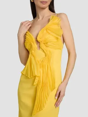 Acler Ellicombe Organza Pleat Midi-dress