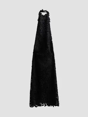 Oscar De La Renta Chrysanthemum Velvet Halter Gown