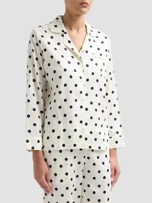 PAPINELLE Polka Dot Cotton Sateen Pajamas