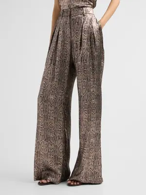 Ramy Brook Oscar -print Wide-leg Pants - Metallic Python