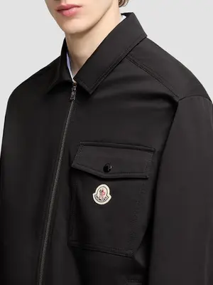 Moncler Shacket In Cotton Gabardine - Black