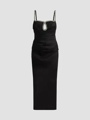 Acler Astonhall Pleated Embellished-trim Midi-dress