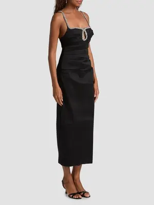 Acler Astonhall Pleated Embellished-trim Midi-dress