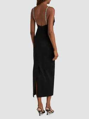 Acler Astonhall Pleated Embellished-trim Midi-dress