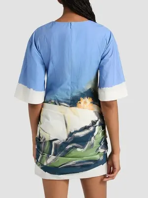 Significant Other Beaux Garden Print Draped Minidress