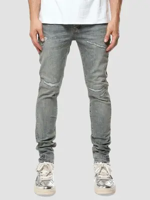 PURPLE BRAND P001 Vintage Repair Stacked Skinny Jeans - Light Indigo