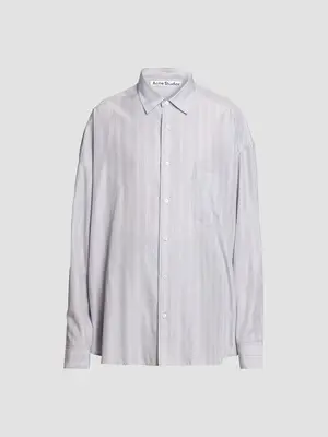 Acne Studios Soffia New Round Striped Oversized Shirt - Grey Multi