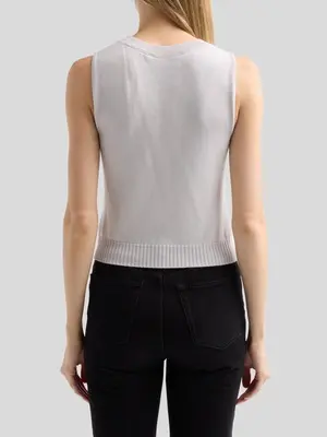 Oscar De La Renta Cropped Wool Twinset Tank
