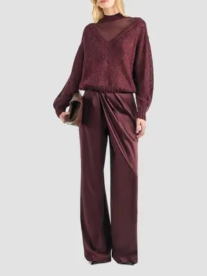 SEROYA Camryn Draped Satin Pants
