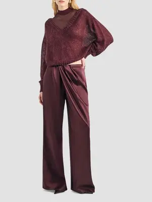 SEROYA Camryn Draped Satin Pants