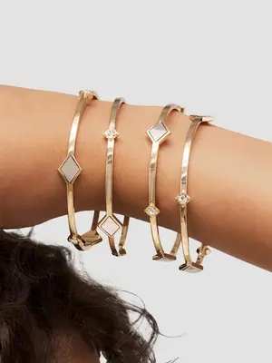 Ramy Brook Eliza Goldtone, Enamel & Glass Crystal Bangle - Two Tone