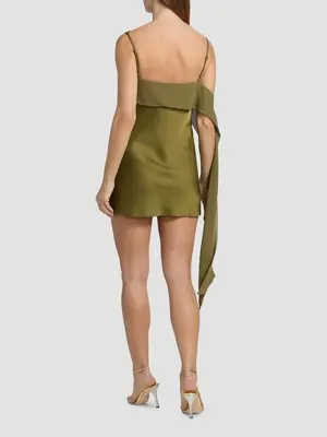 Significant Other Devlyn Draped Satin Minidress - Fern