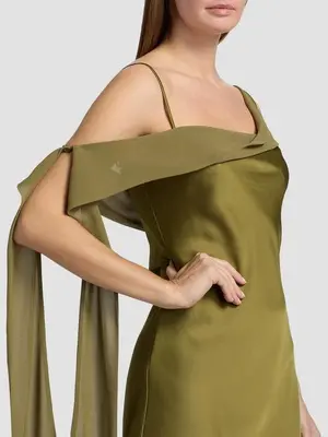 Significant Other Devlyn Draped Satin Minidress - Fern