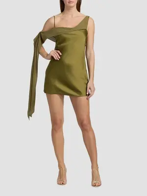 Significant Other Devlyn Draped Satin Minidress - Fern
