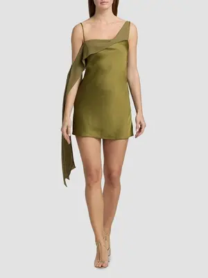 Significant Other Devlyn Draped Satin Minidress - Fern
