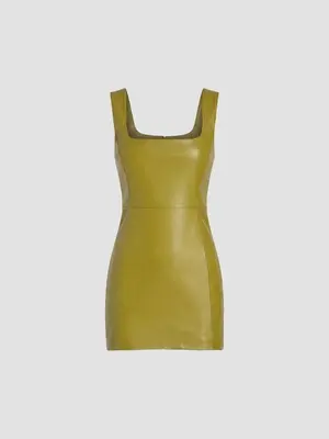 Retrofete Tilde Leather Body-con Mini Dress - Basil