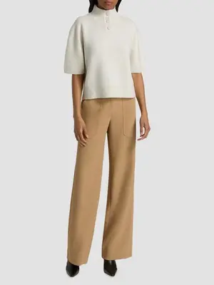 Brandon Maxwell The Kinley Knit Crop Henley Sweater