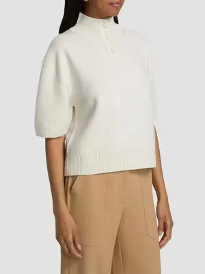 Brandon Maxwell The Kinley Knit Crop Henley Sweater