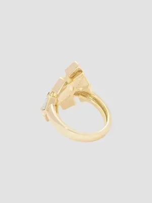 Ramy Brook Eliza Goldtone, Enamel & Glass Crystal Ring