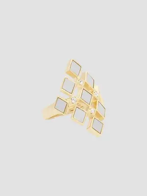 Ramy Brook Eliza Goldtone, Enamel & Glass Crystal Ring