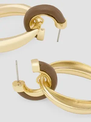 Ramy Brook Elle Goldtone & Leather Drop Earrings