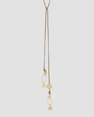 Ramy Brook Elle Goldtone, Suede & Cubic Zirconia Pendant Necklace