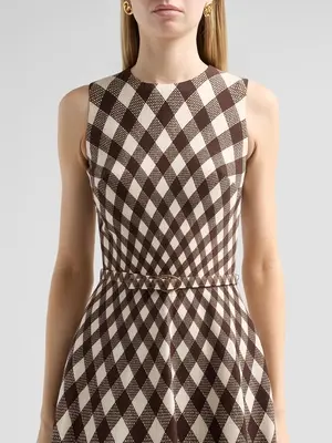 Oscar De La Renta Argyle Degrade Wool Sleeveless Day Dress