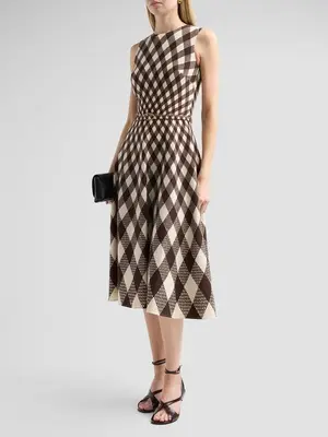 Oscar De La Renta Argyle Degrade Wool Sleeveless Day Dress