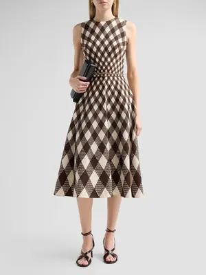 Oscar De La Renta Argyle Degrade Wool Sleeveless Day Dress
