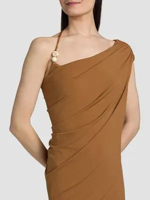Significant Other Amren Bead-detail Draped Jersey Minidress