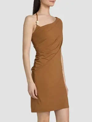 Significant Other Amren Bead-detail Draped Jersey Minidress