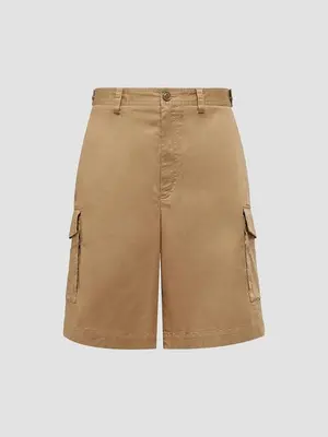 Moncler Shorts In Cotton Gabardine - Beige