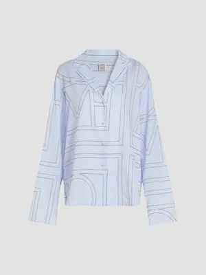 TOTEME Monogram Cotton-blend Pajama-style Top - Sky
