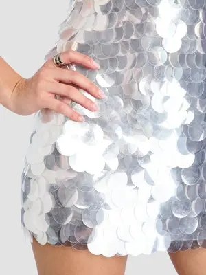 Retrofete Bondera Sequin Halter Minidress - Silver