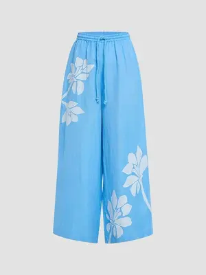 Significant Other Tammy Drawstring Pants - Blue Pattern