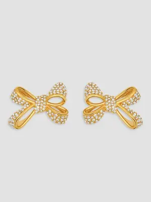 Oscar De La Renta Goldtone & Glass Bow Stud Earrings - Crystal