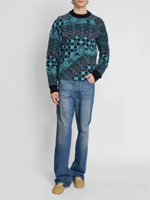 Dries Van Noten Macos Patchwork Jacquard Wool Sweater