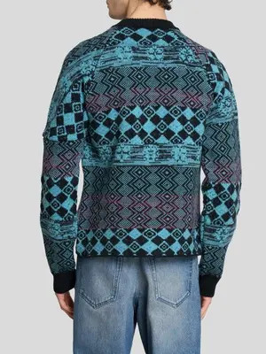 Dries Van Noten Macos Patchwork Jacquard Wool Sweater
