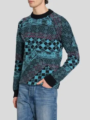 Dries Van Noten Macos Patchwork Jacquard Wool Sweater